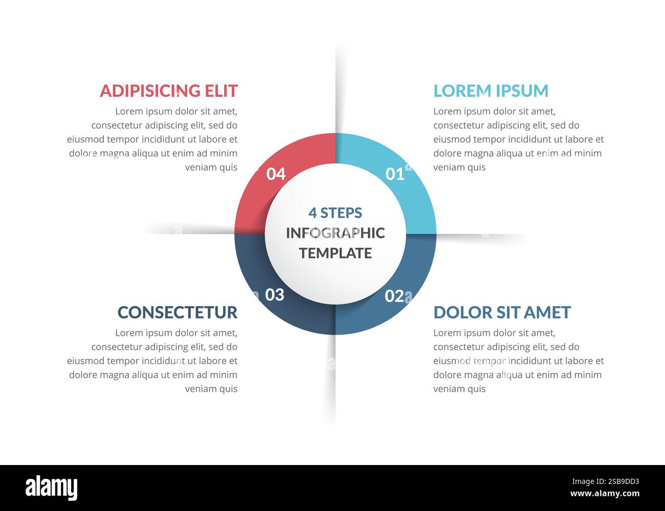 Circle diagram template with four steps or options, infographic ...