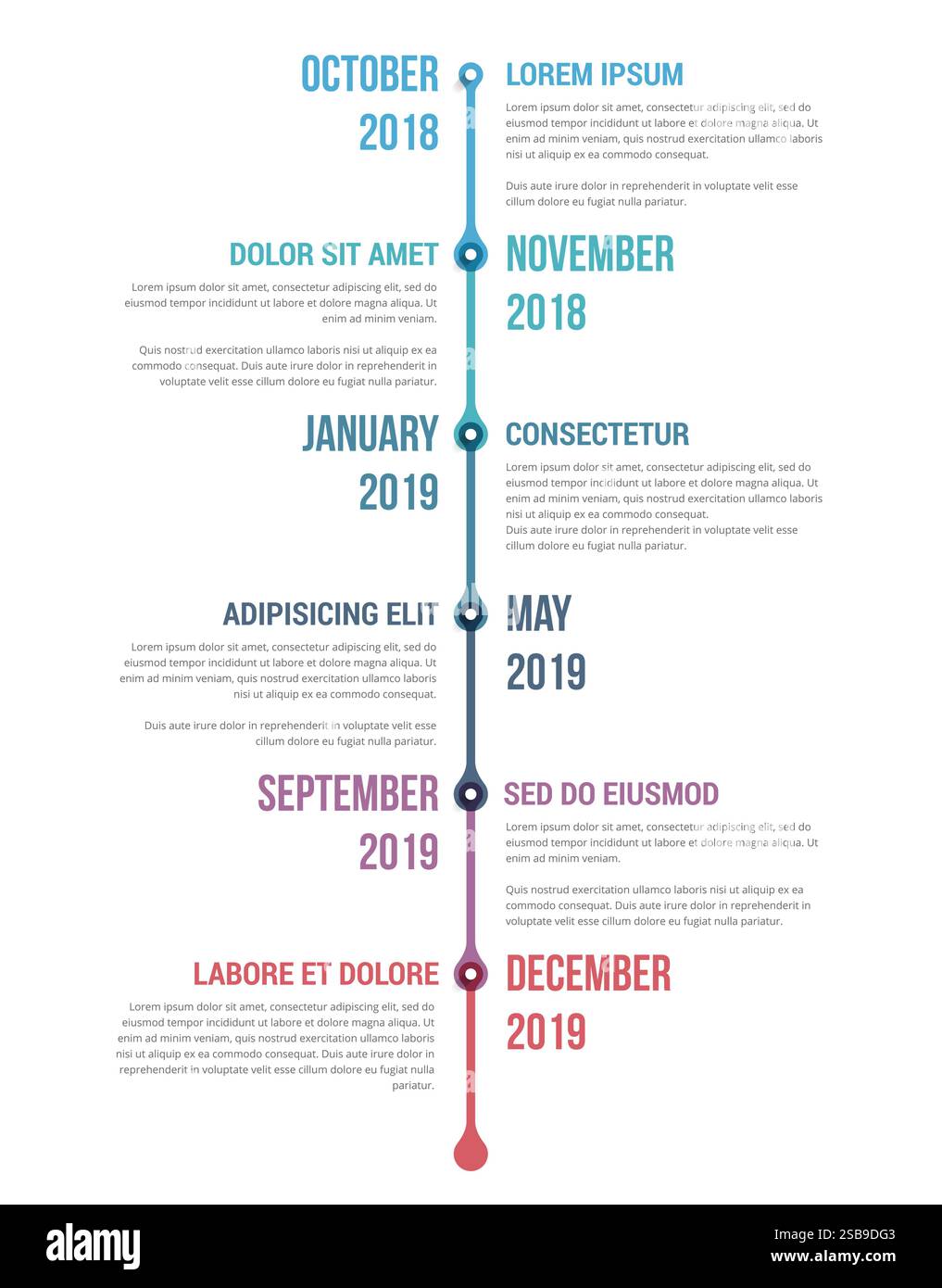 Vertical timeline template with six elements, infographic template for ...