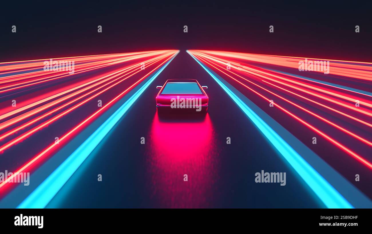 Flowing automated roadways with a futuristic 3D of a streamlined ...