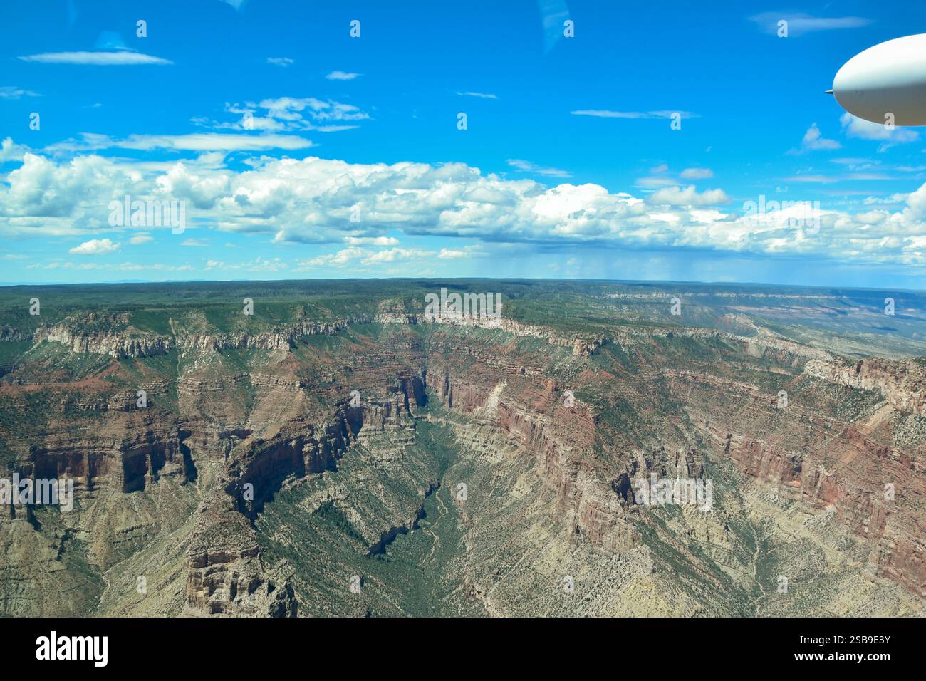 The Grand Canyon as seen from an airplane covering the North to South ...