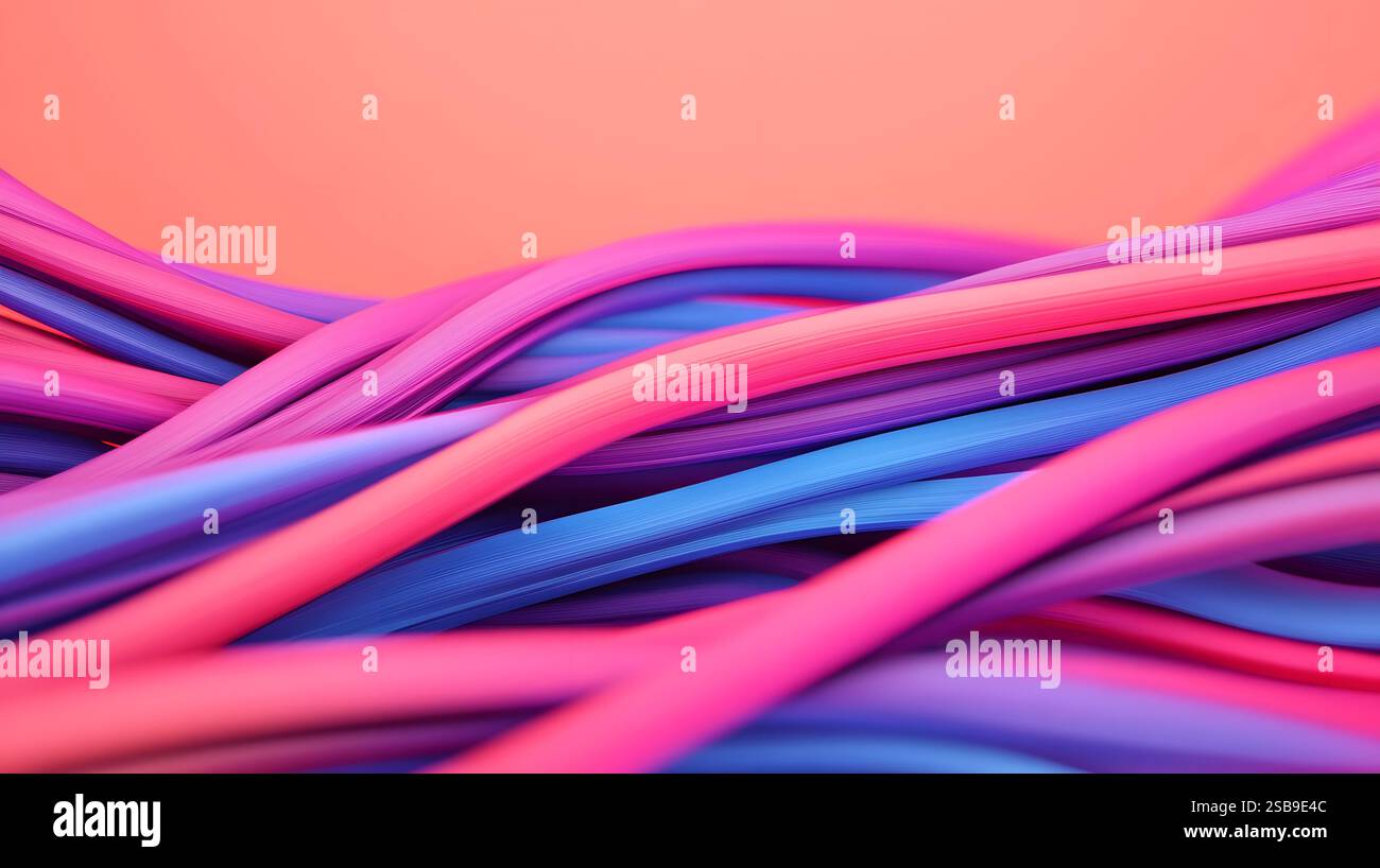 Minimalist Abstract Rope Strands Unraveling in Vibrant 3D with Flowing ...