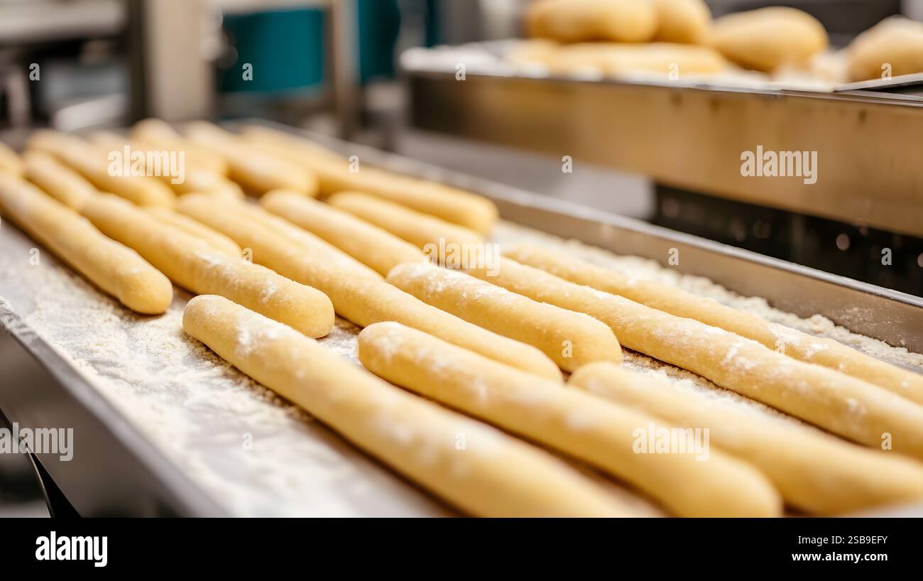 Dough extruder machine efficiently creating uniform breadstick shapes ...
