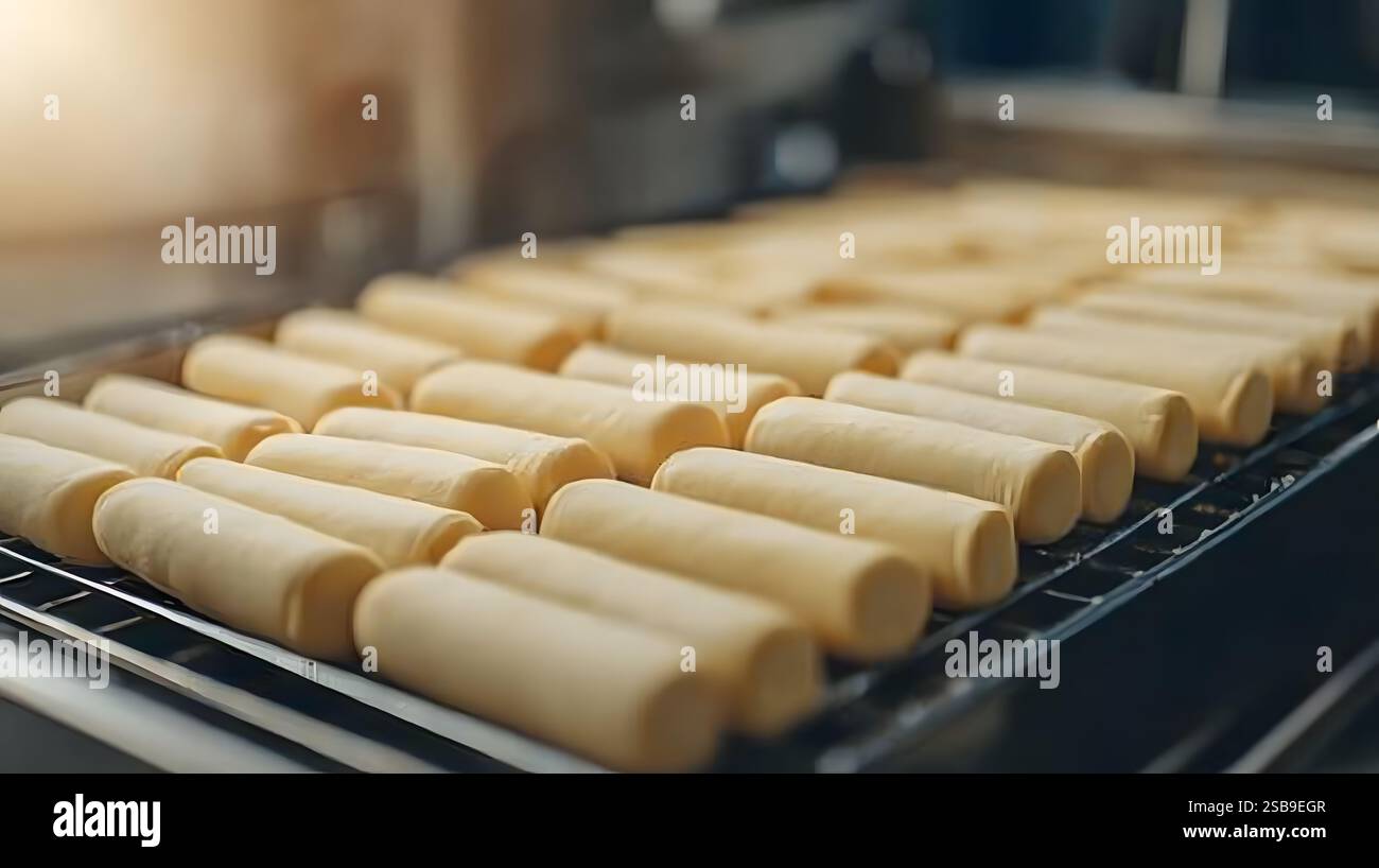 Dough extruder machine creating uniform and consistent breadstick ...