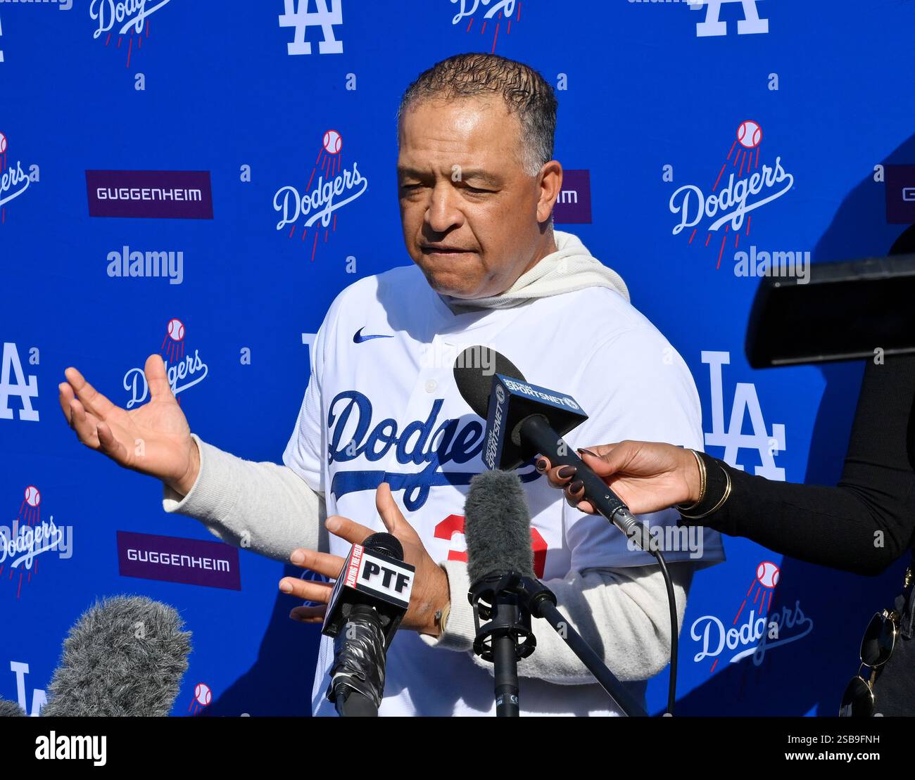 Los Angeles, United States. 01st Feb, 2025. Manager Dave Roberts speaks ...