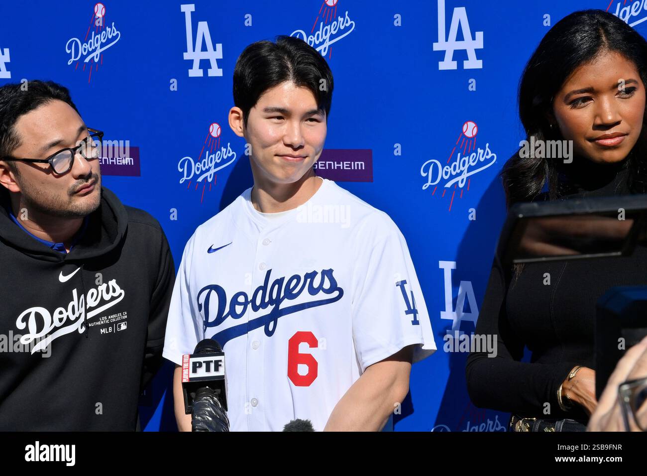 Los Angeles, United States. 01st Feb, 2025. Hyeseong Kim speaks to a ...