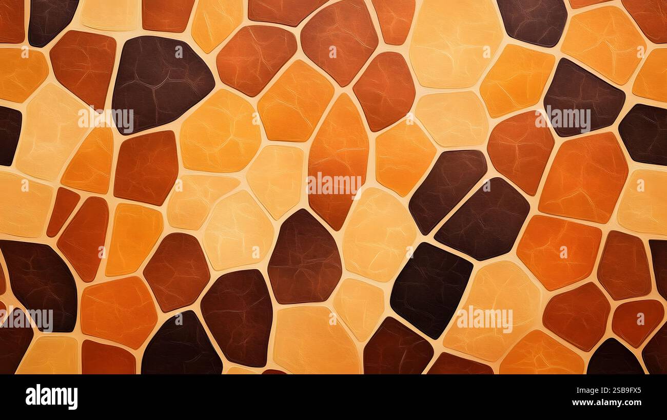 Vibrant geometric mosaic pattern with tan and brown polygonal shapes ...