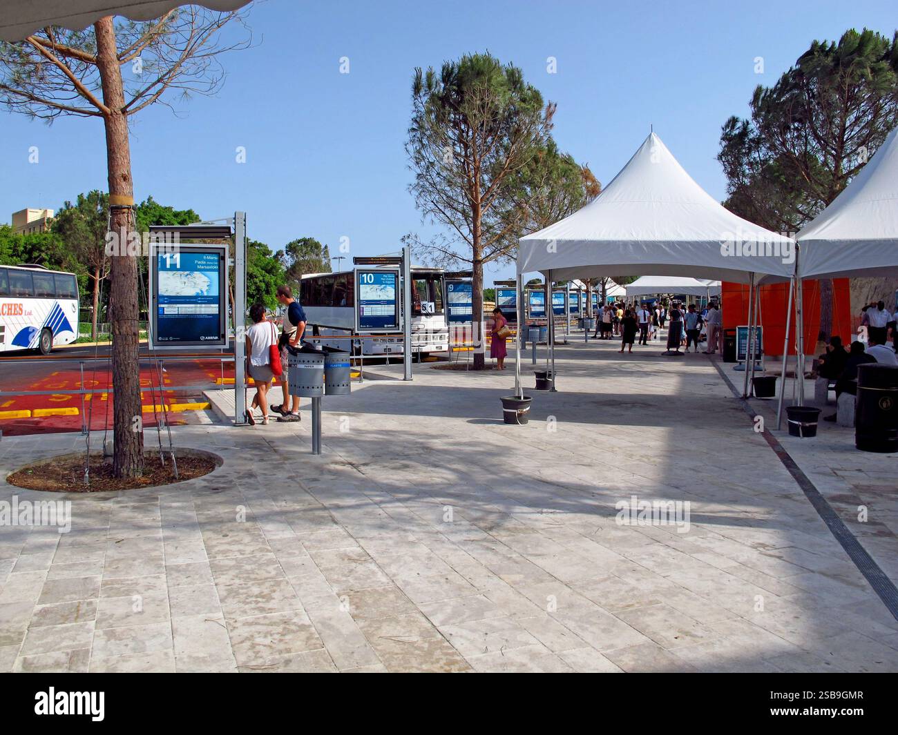 The bus station in Floriana, Malta Stock Photo - Alamy