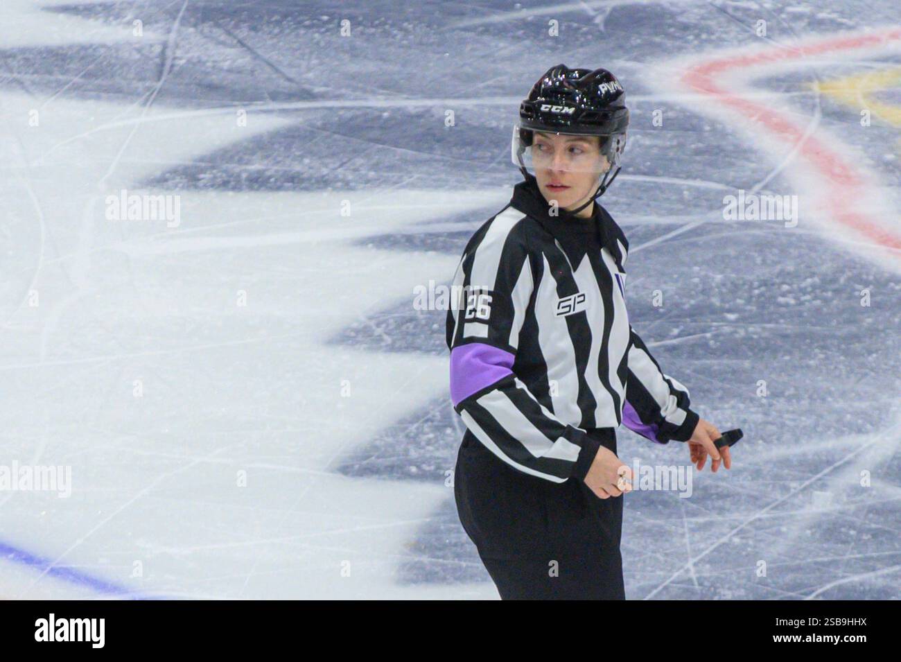 Toronto, ON, Canada – February 1, 2025: Referee Beatrice Fortin looks ...