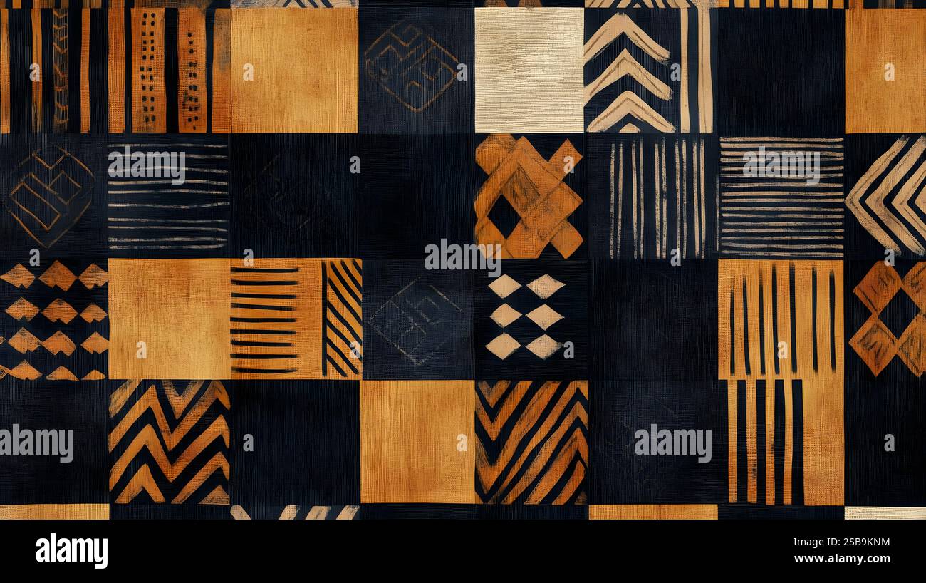 Abstract Representation of Traditional Mud Cloth Bogolanfini Pattern ...