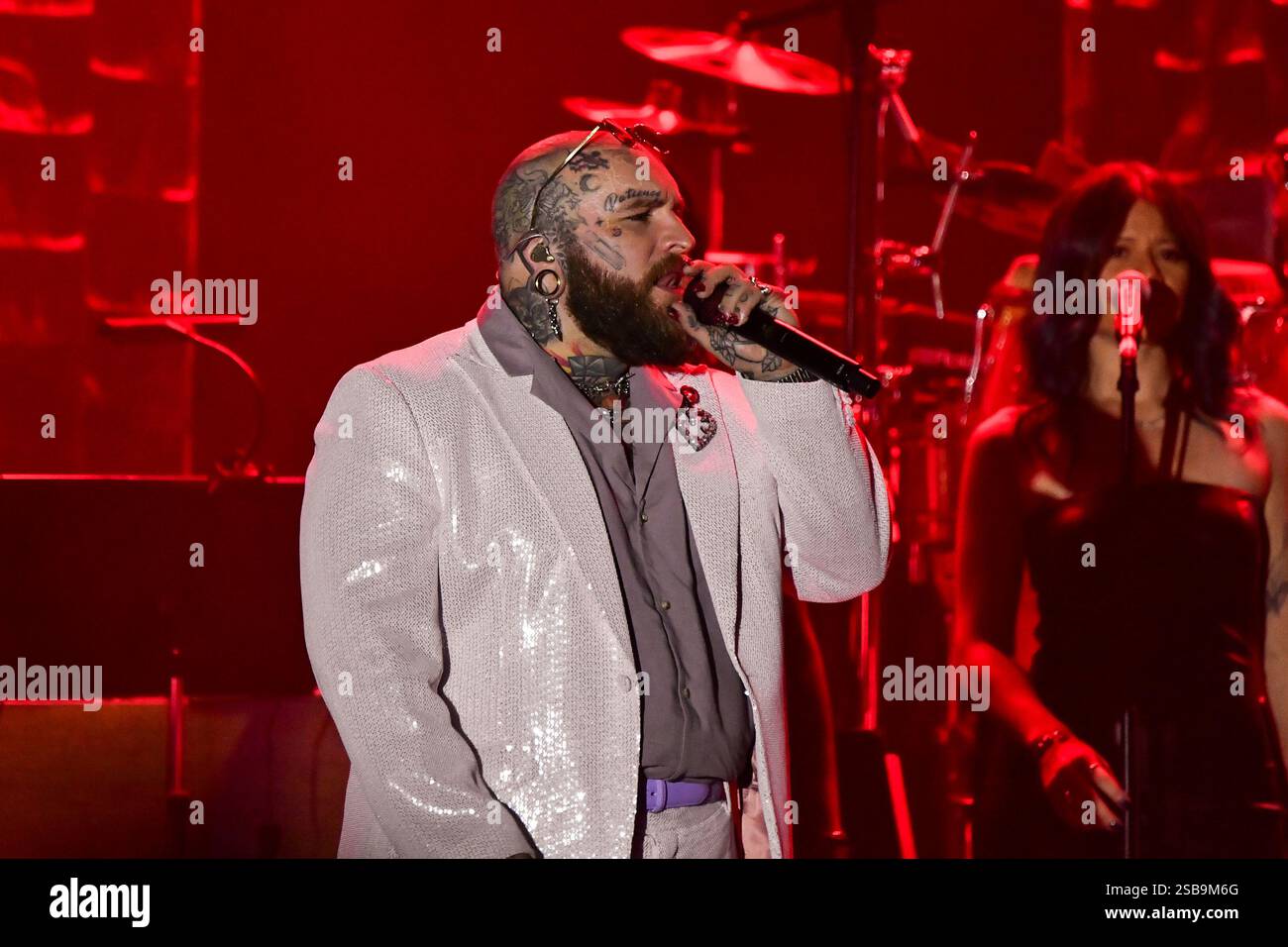 Teddy Swims performs during the Pre-Grammy Gala on Saturday, Feb. 1 ...