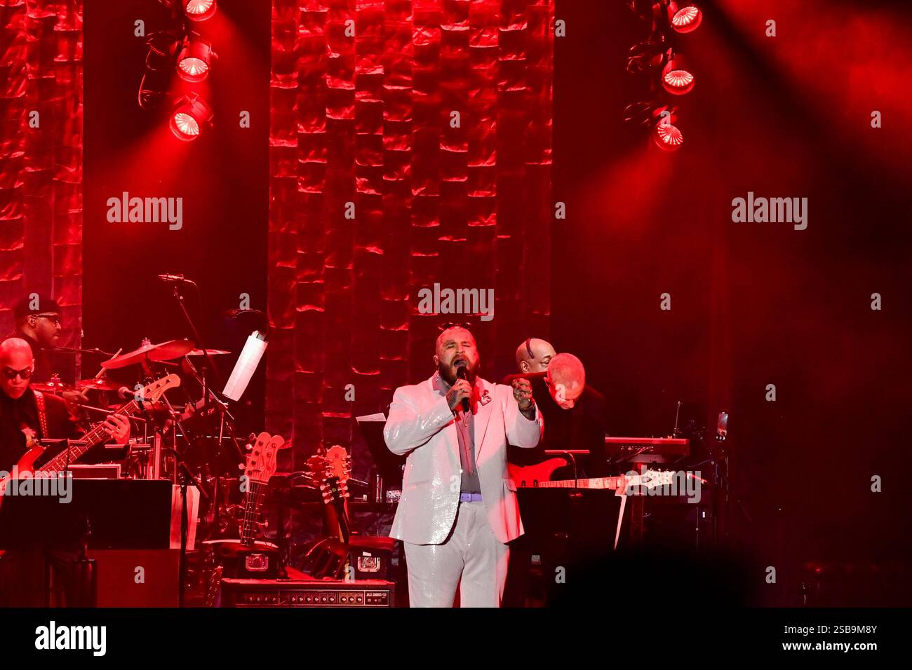 Teddy Swims, center, performs during the Pre-Grammy Gala on Saturday ...