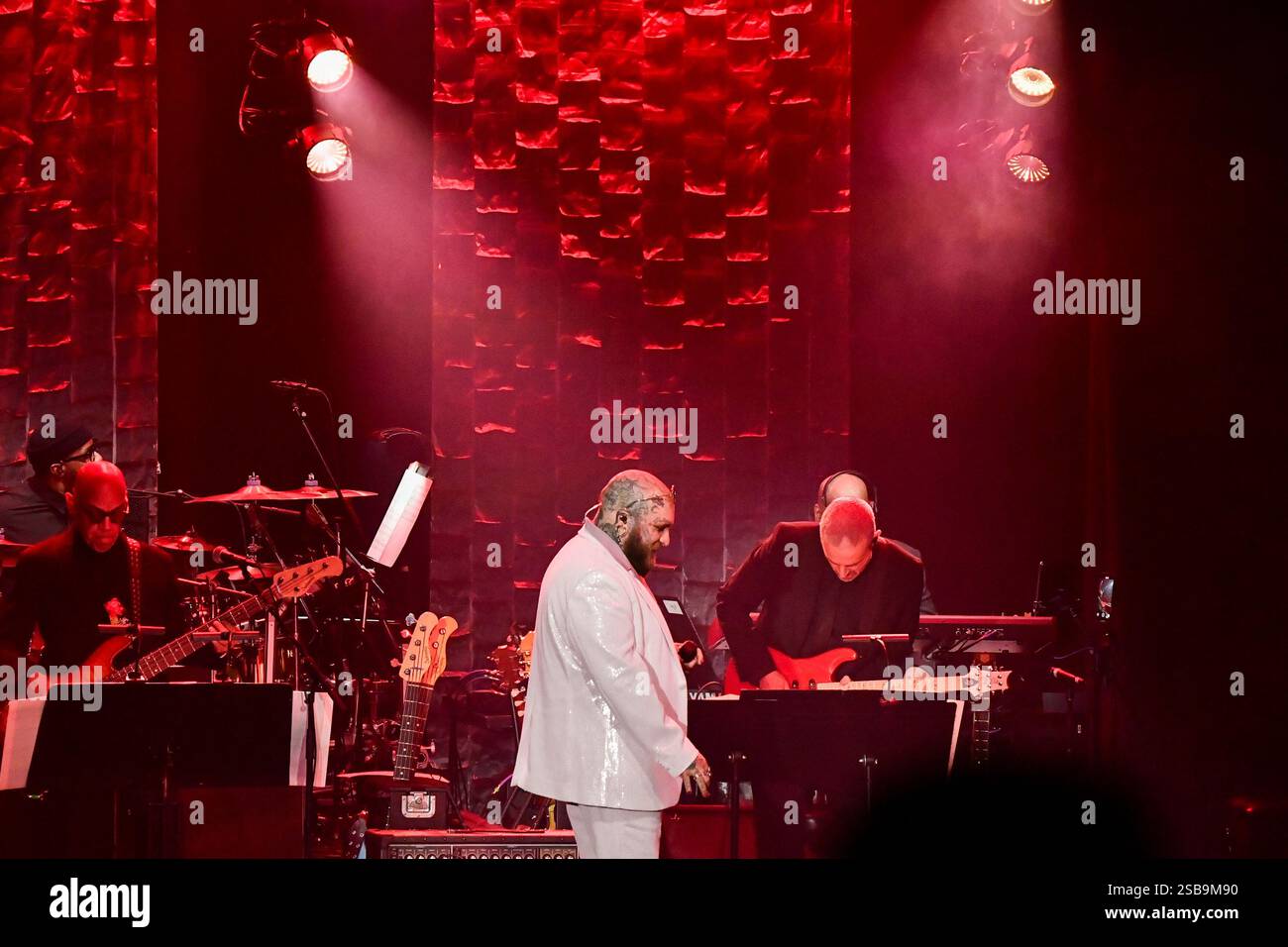 Teddy Swims, center, performs during the Pre-Grammy Gala on Saturday ...