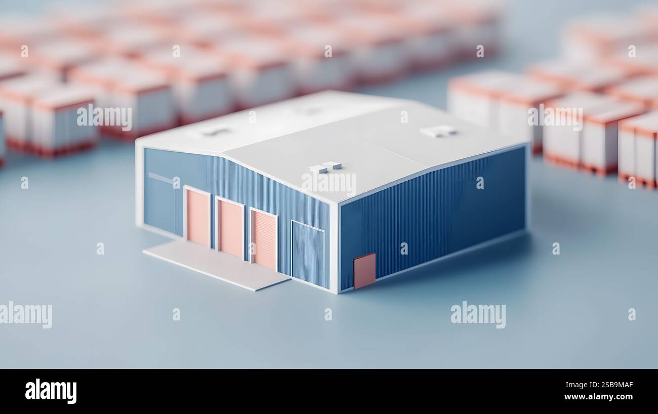 Simplified 3D depicting an organized and efficient warehouse layout ...