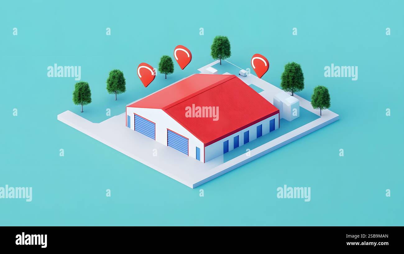 Streamlined Warehouse Logistics:A 3D Depicting an Organized Facility ...