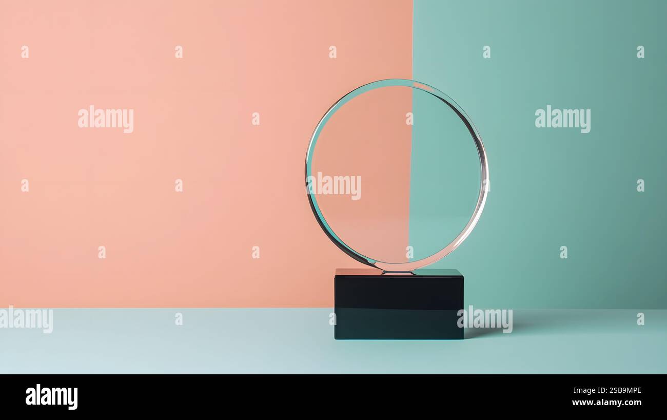 Elegant oval-shaped glass trophy with a clean,minimalist design and ...