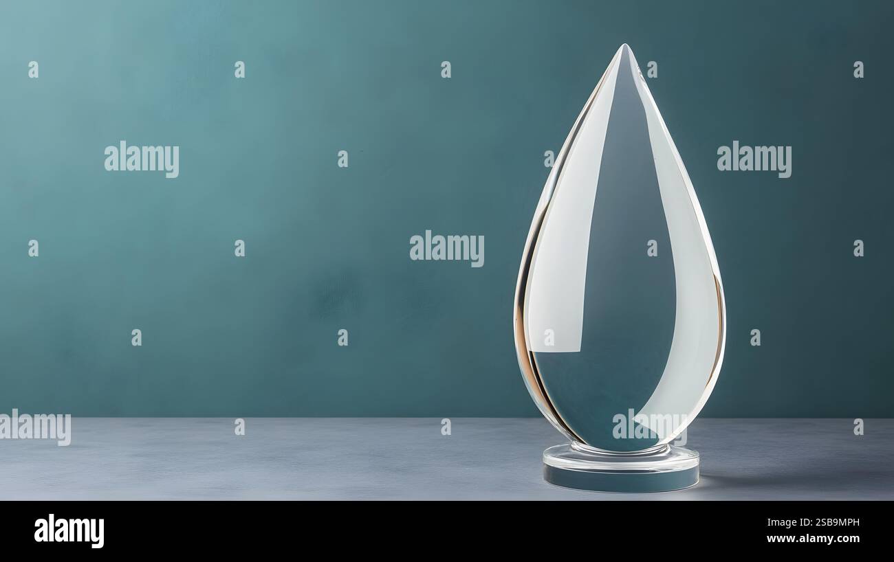 Elegant tear-shaped glass trophy with smooth curves and a beveled base ...