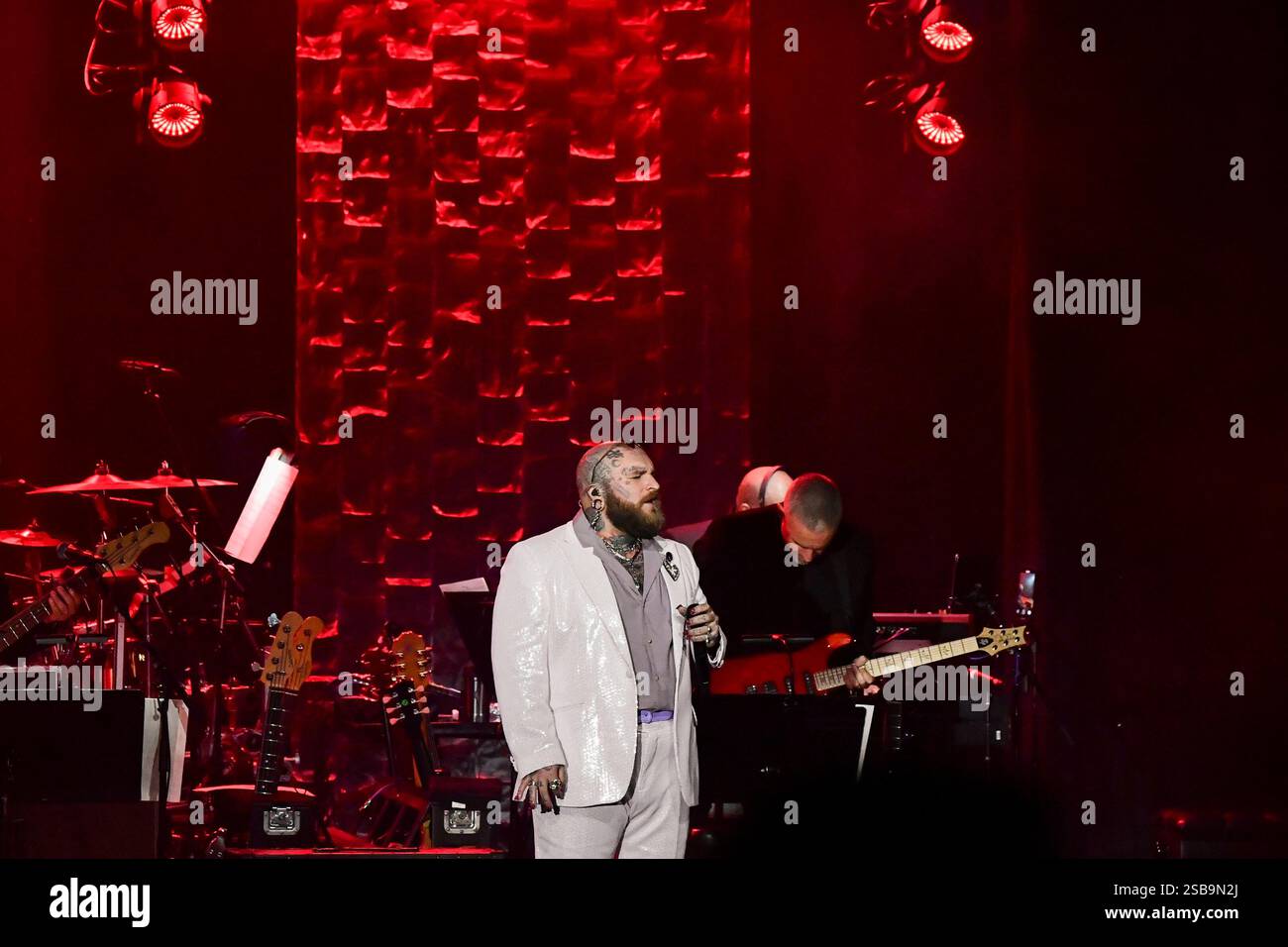 Teddy Swims, center, performs during the Pre-Grammy Gala on Saturday ...