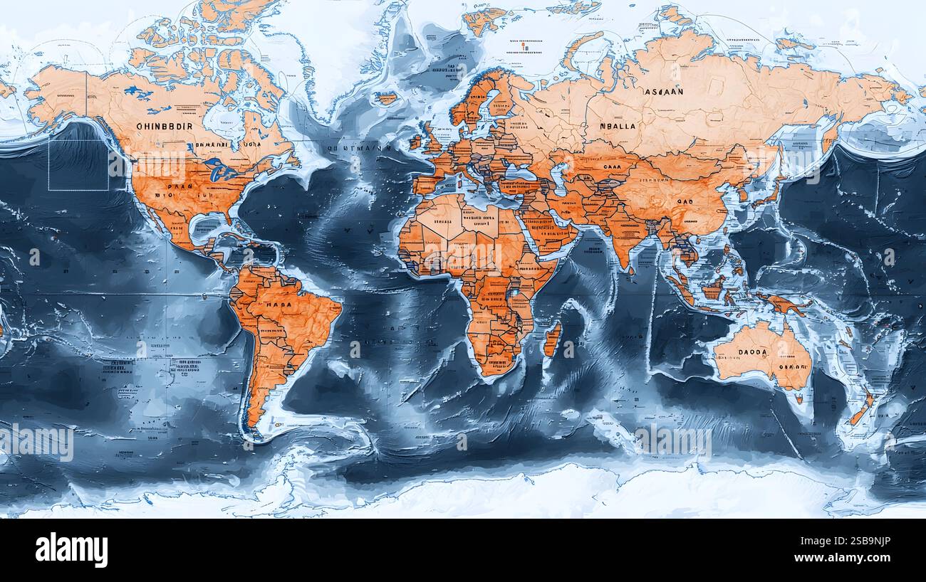 Detailed world map showcasing the global distribution of key shipping ...