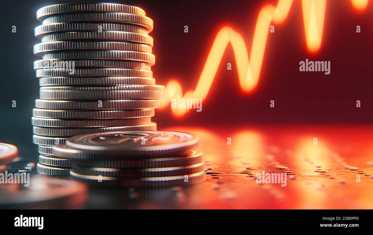 Glowing Percentage Graph Over Coins on a Neutral Gradient Background,a ...