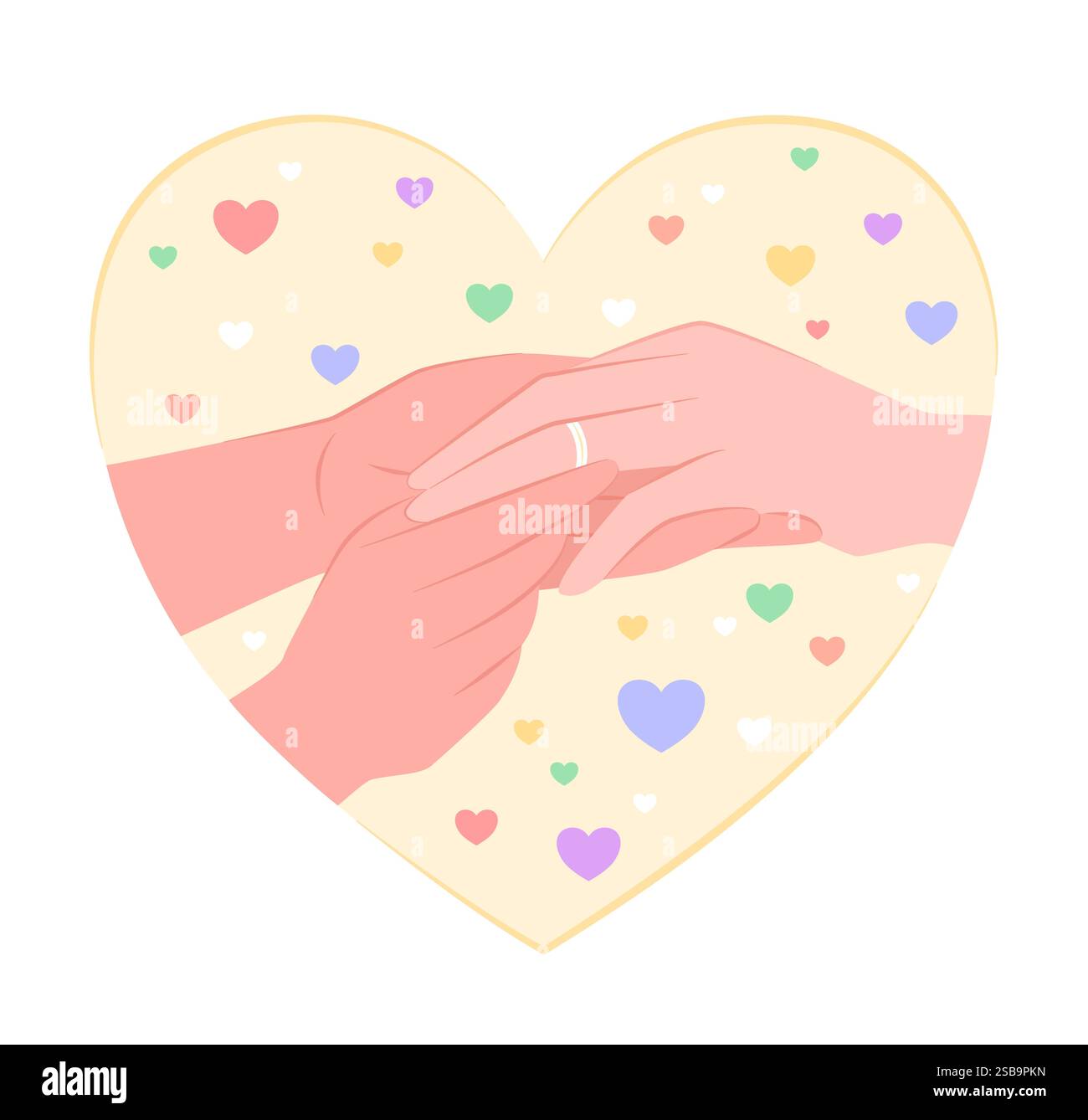 Couple of Human Hands Wear an Engagement Ring for Love, Marriage and ...