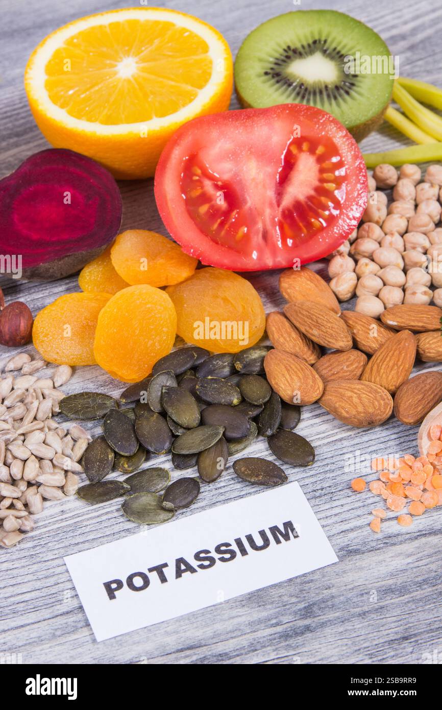 Healthy nutritious eating as source natural potassium, vitamin K ...