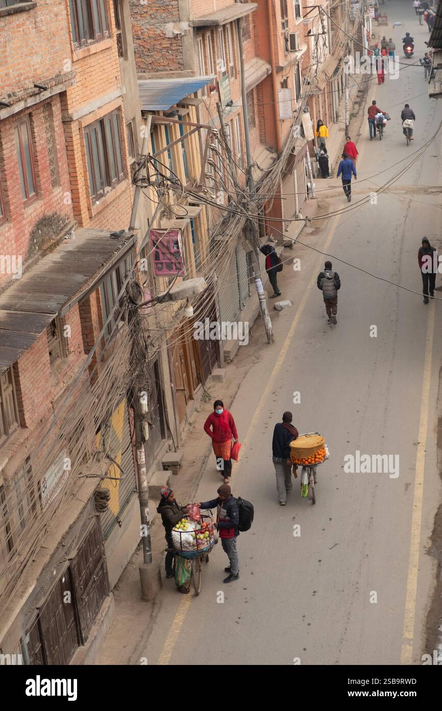 Busy street scene in Basantapur next to Durbar Square in Kathmandu ...