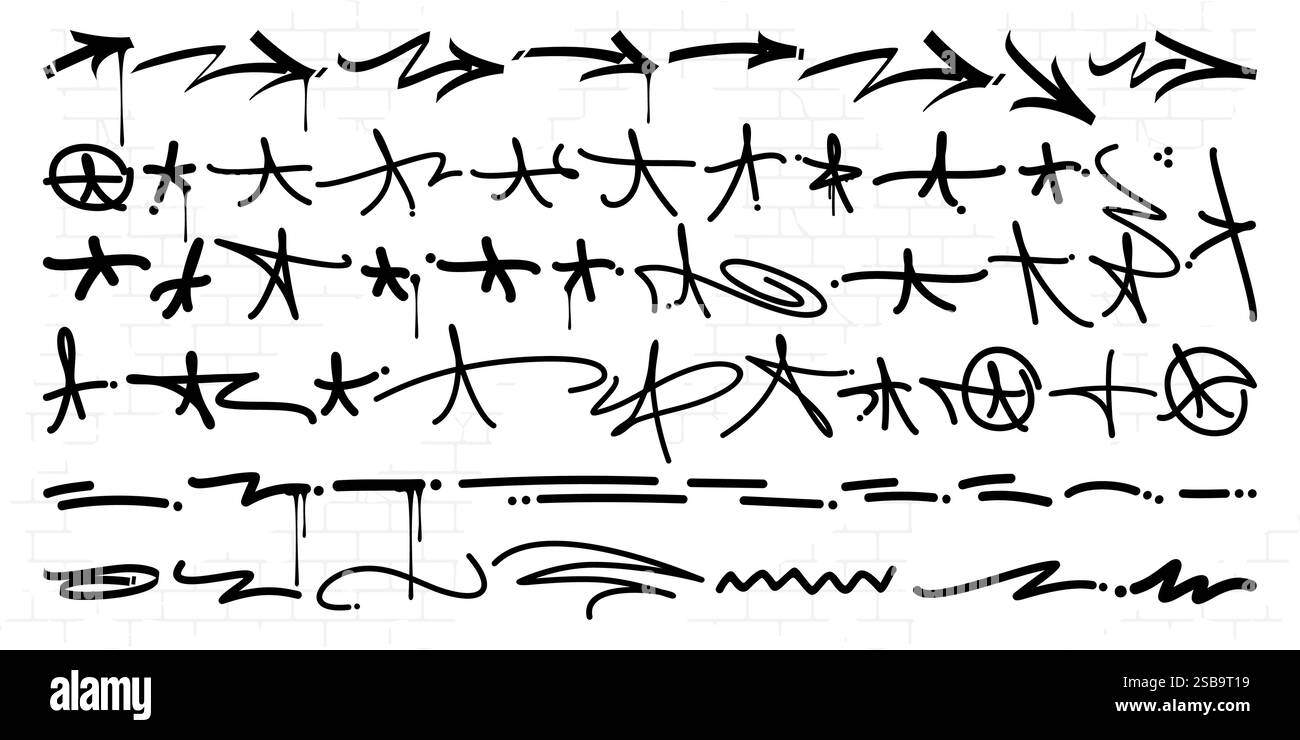 Dirty Doodle Urban Street Art Graffiti Tags And Symbols Vector Elements ...