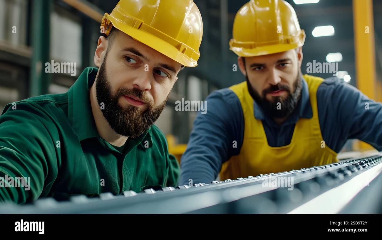 Factory Workers and Engineers Collaborating on Manufacturing Process ...