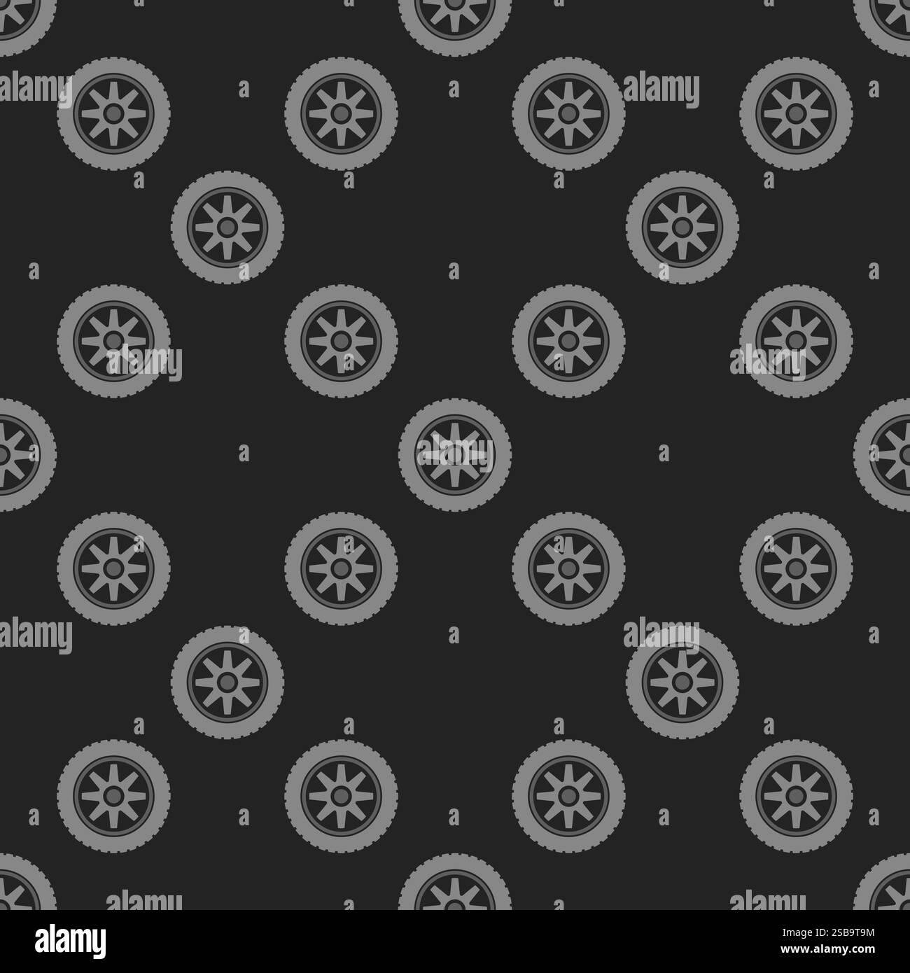 Car wheel vector seamless pattern - Auto rim and tire vector background ...