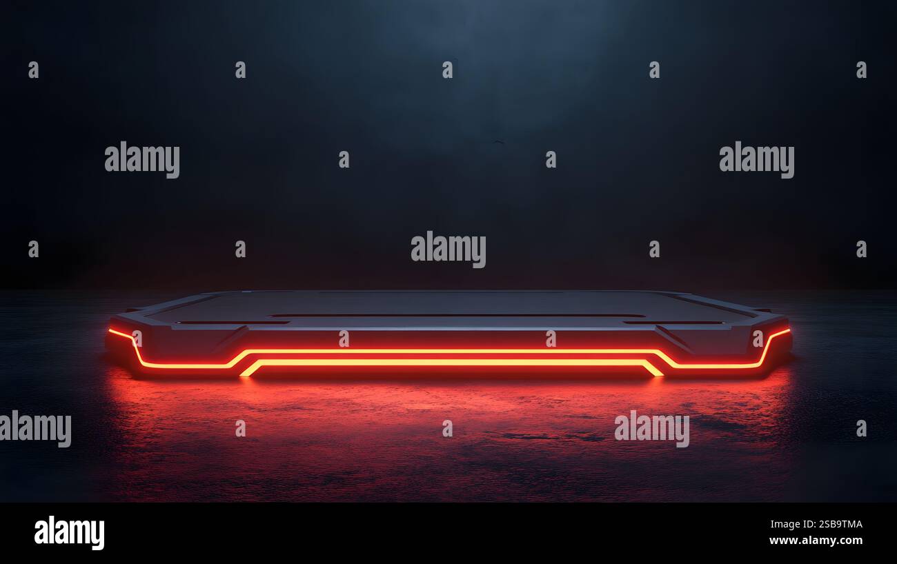 Futuristic 3D holographic interface with glowing,dynamic elements on a ...