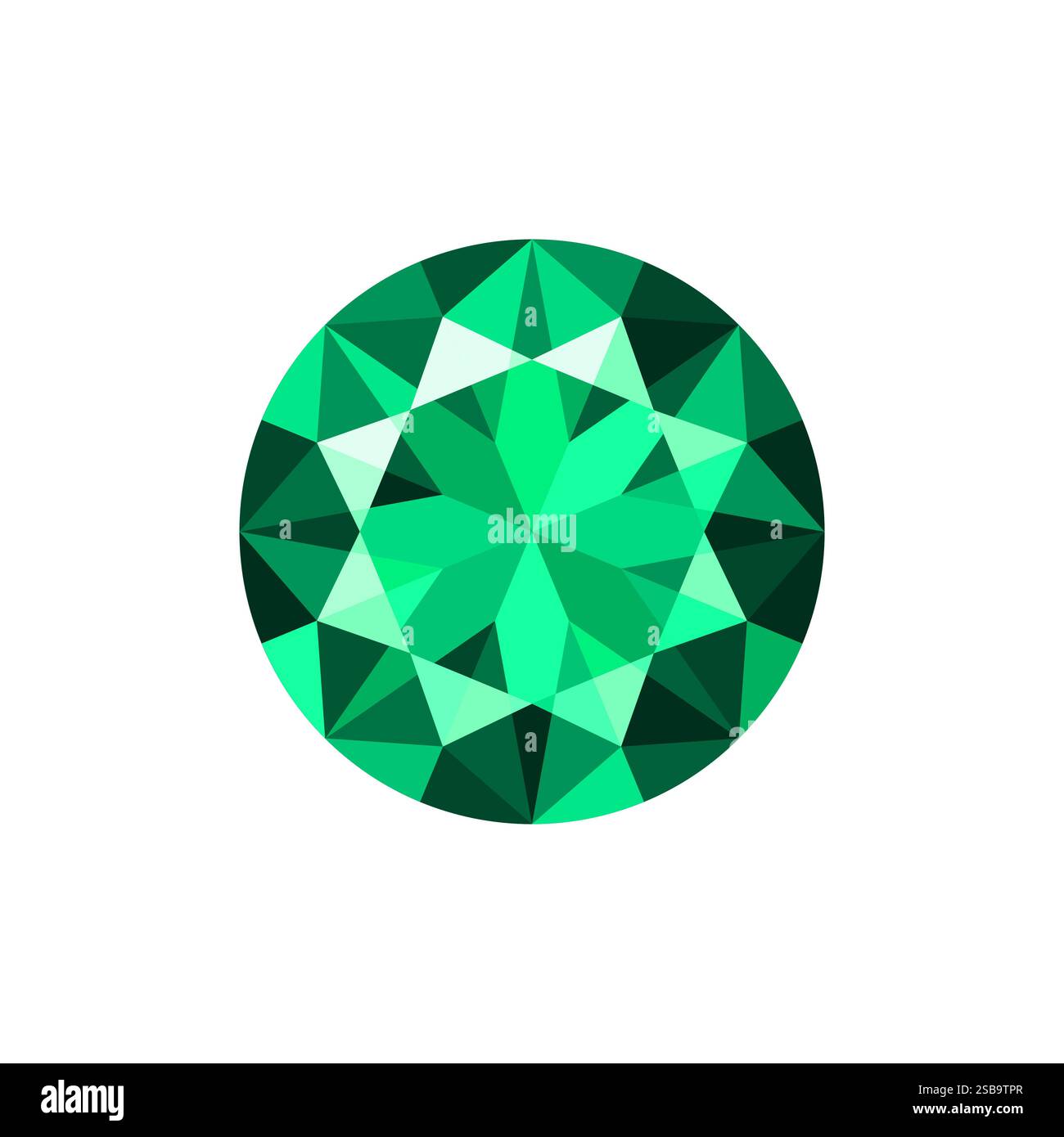 Round brilliant cut emerald top view. Vector illustration isolated on ...