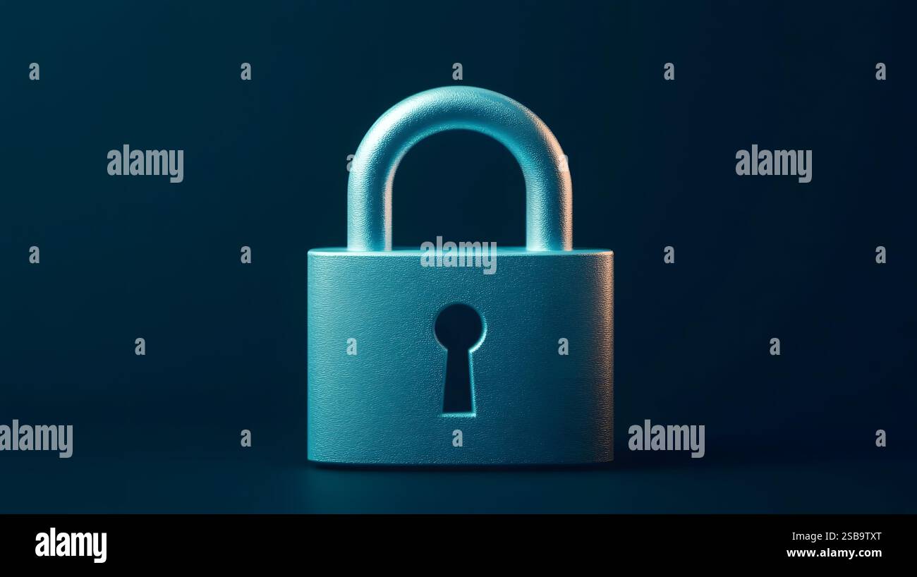 Glowing lock icon symbol on a digital background,representing the ...