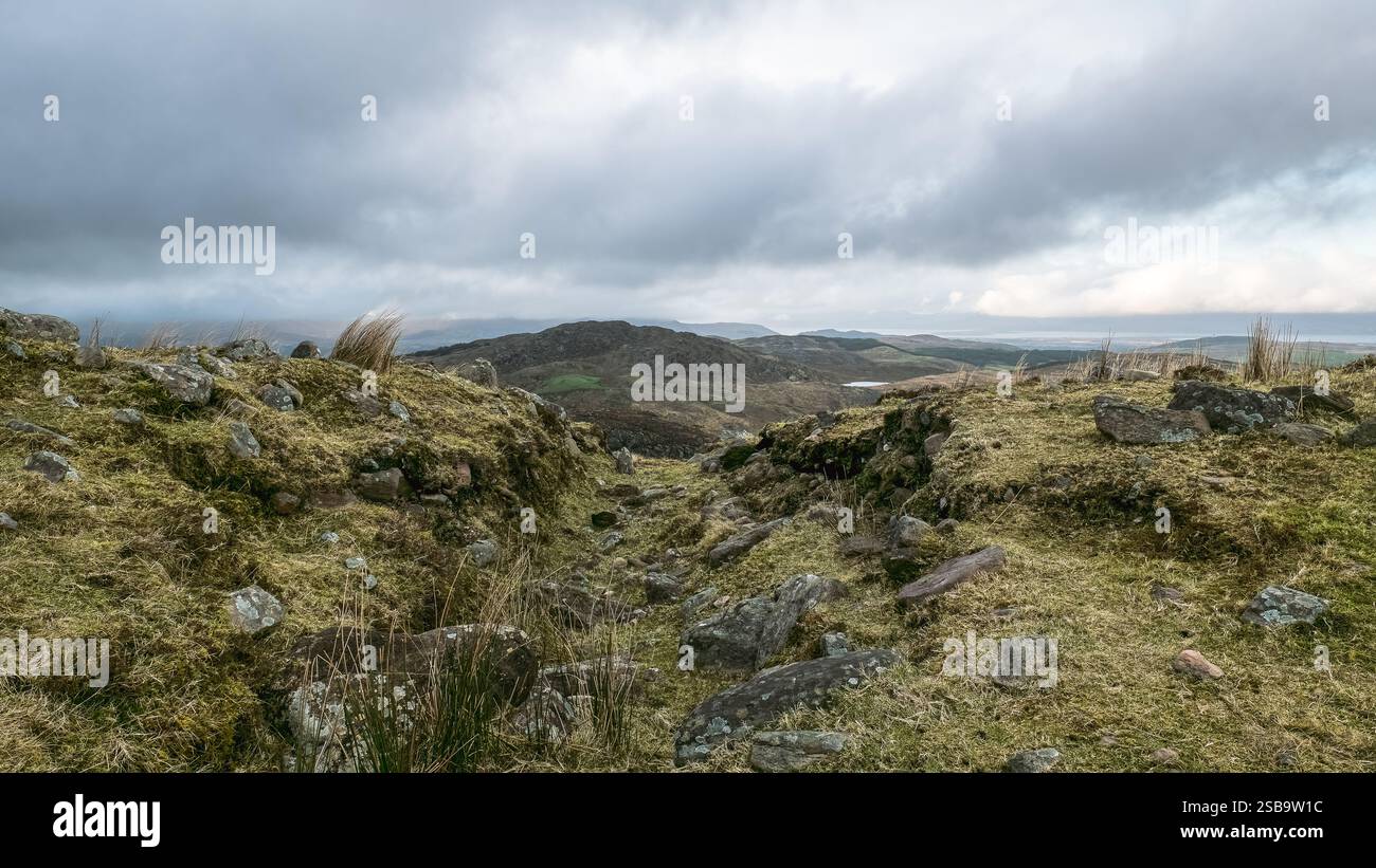 Scenic view of rugged terrain featuring rocky outcrops and rolling ...