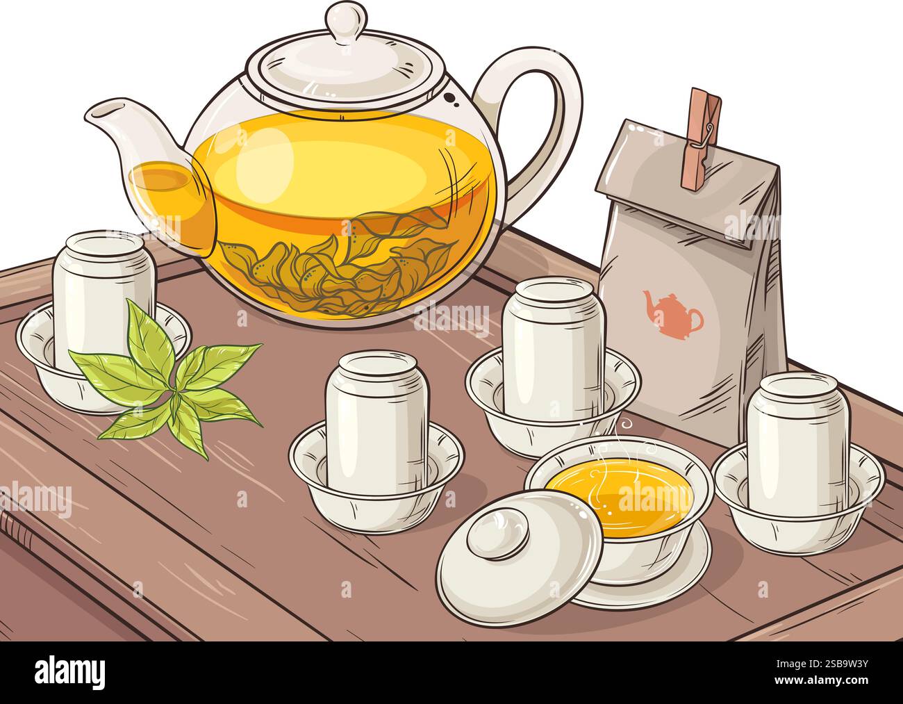 Tea Ceremony Vector Isolated Colored Illustration Stock Vector Image ...