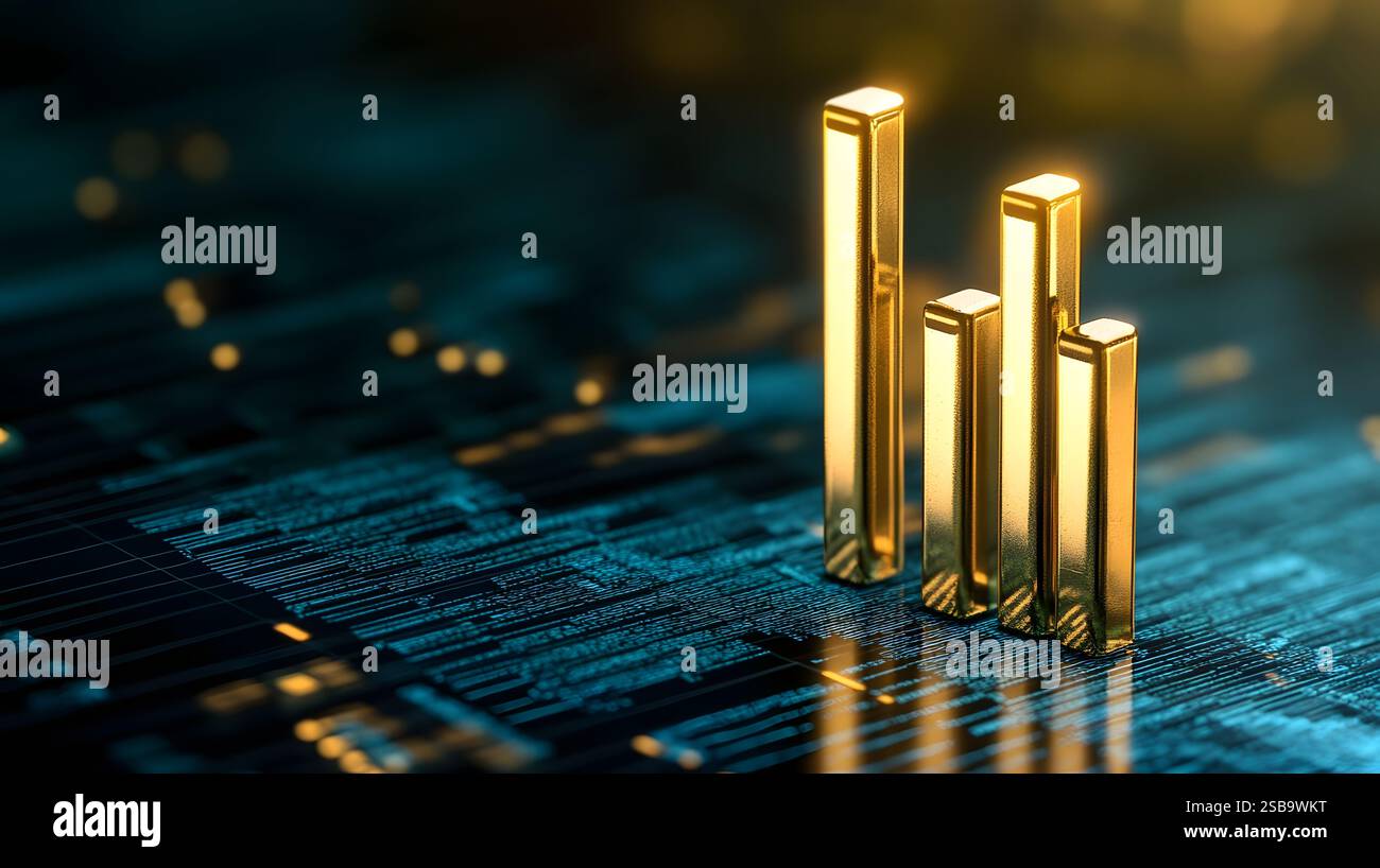 Glowing Digital Bar Graph on Tech-Inspired Blue Gradient Background ...