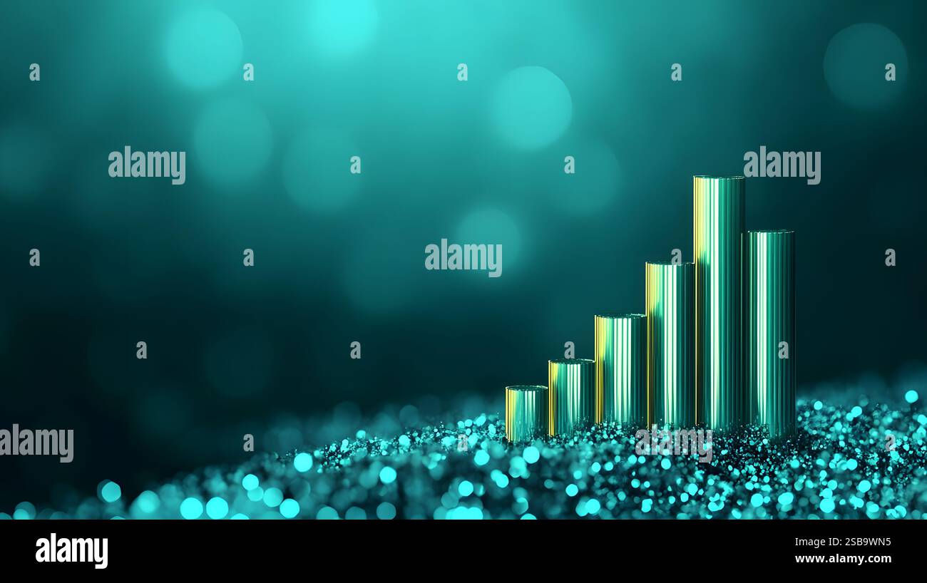 Glowing Digital Bar Chart on Tech-Inspired Blue Gradient Background ...