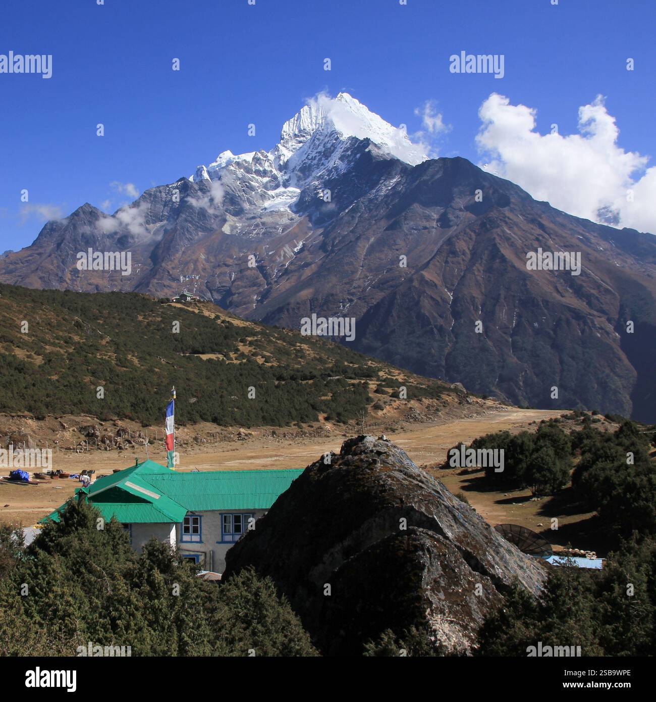 Syangboche Airport, former airport above Namche Bazar, Nepal Stock ...
