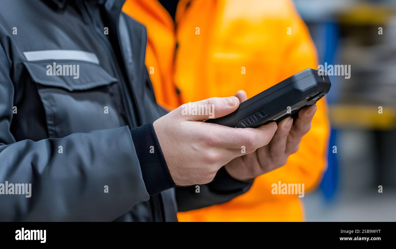Engineer Utilizing Handheld Scanner to Inspect Metal Components On-Site ...