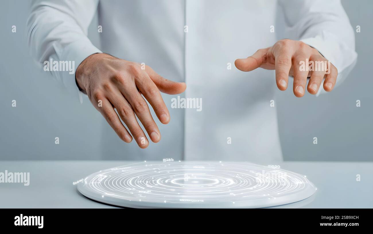 Innovative engineer analyzing data and planning integrated smart ...