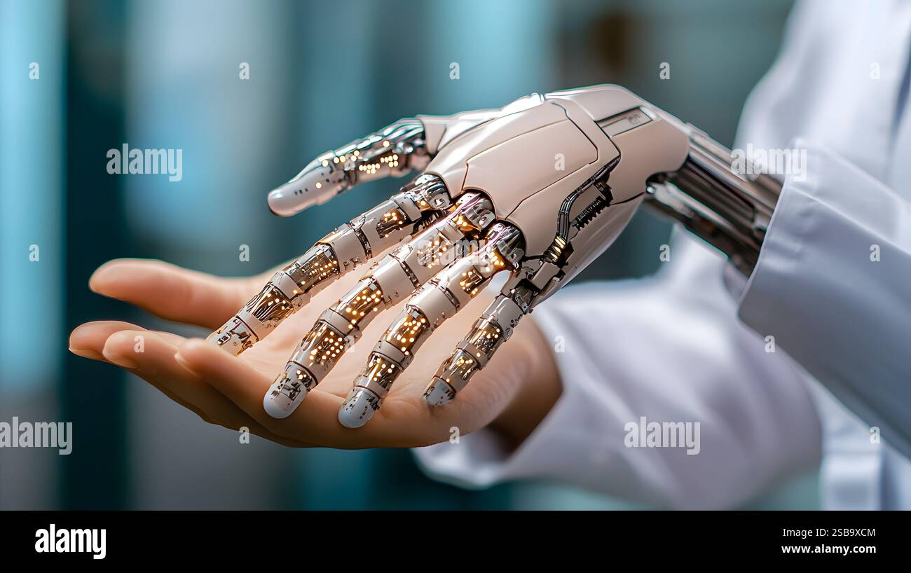 Robotic hand showcasing smart technology solutions for advanced ...