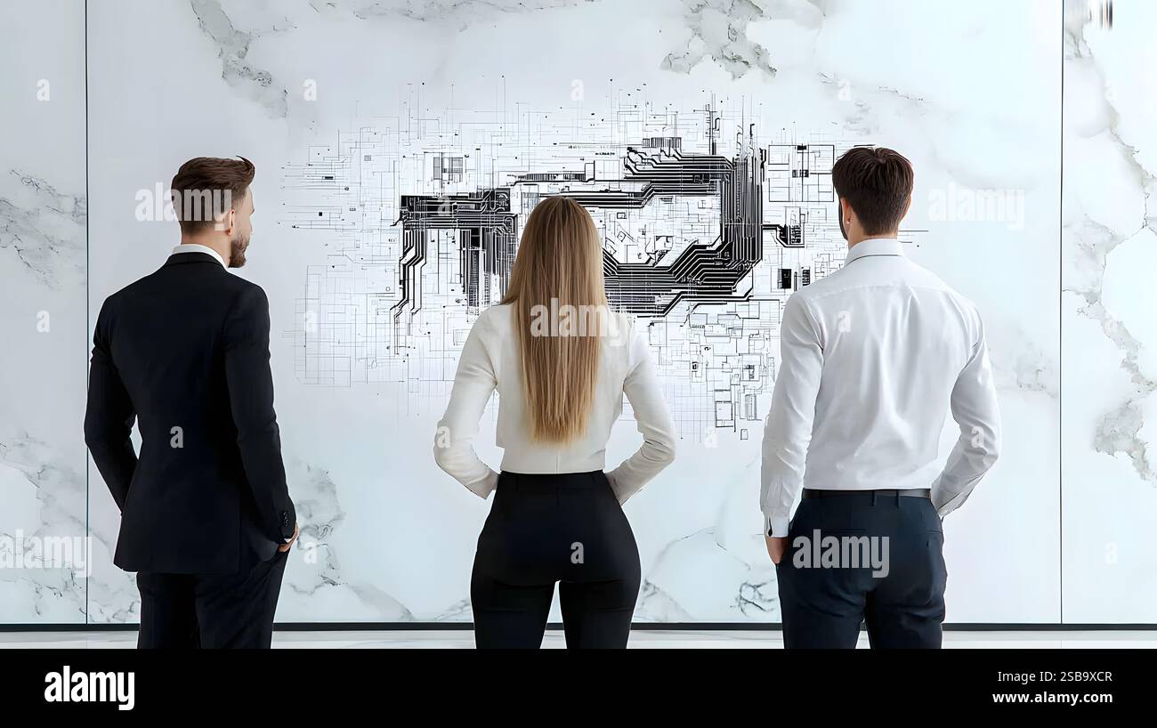 Group of engineers collaborating and brainstorming integrated smart ...