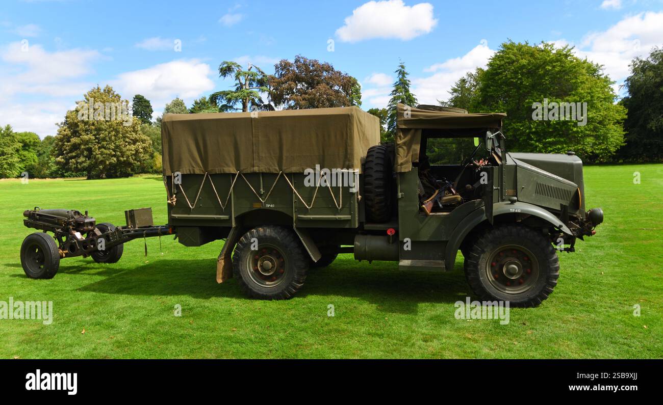 Vintage 1944 Morris-Commercial truck towing a Second World War Field ...