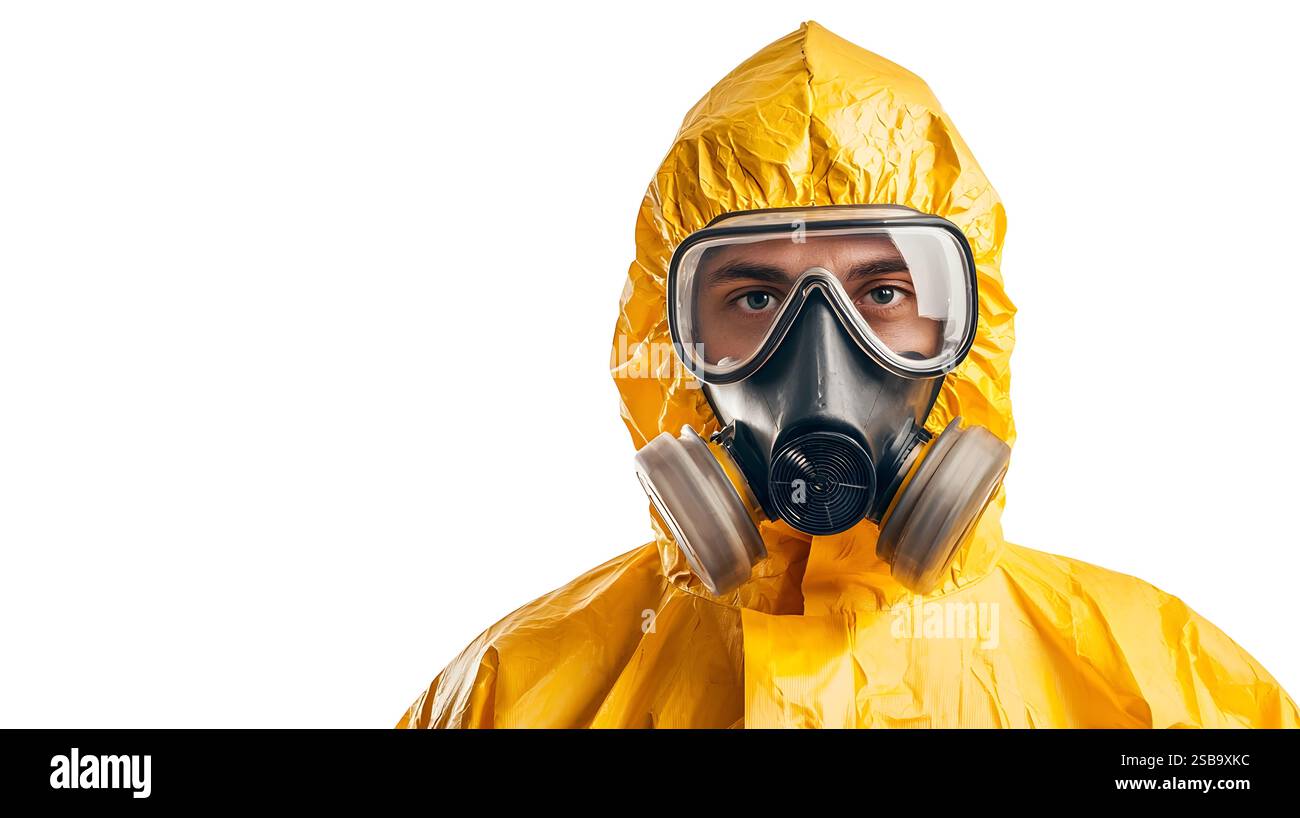 Nuclear Engineer Wearing Hazmat Suit and Protective Gear Studying ...