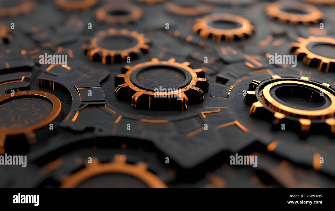 Detailed 3D of an intricate,layered gear system with a complex ...