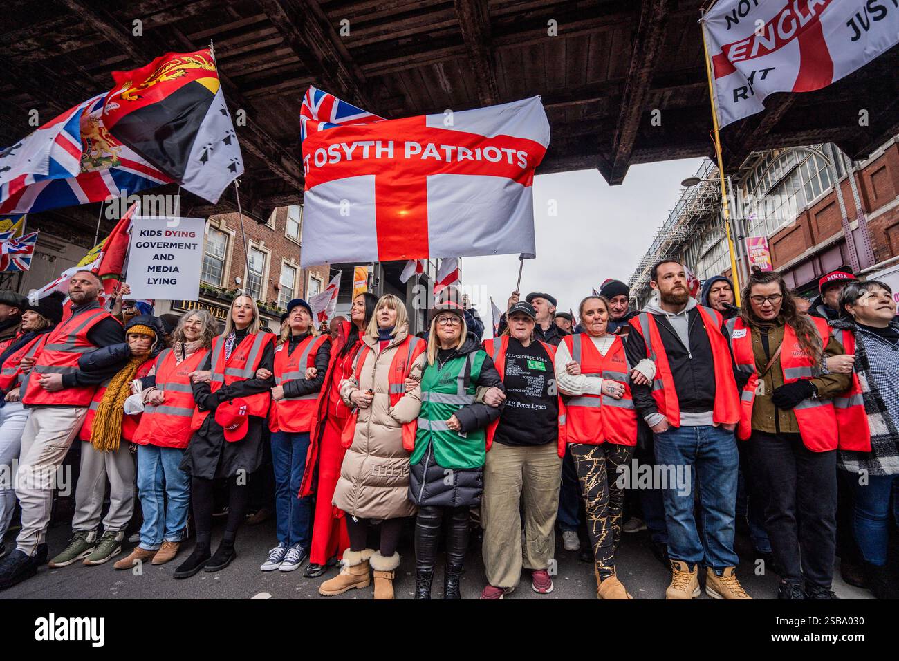 London, UK. 01st Feb, 2025. Protesters gather outside Waterloo Station ...