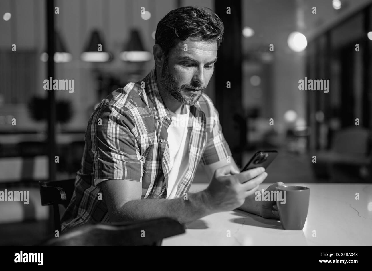 Portrait attractive male freelancer Black and White Stock Photos ...