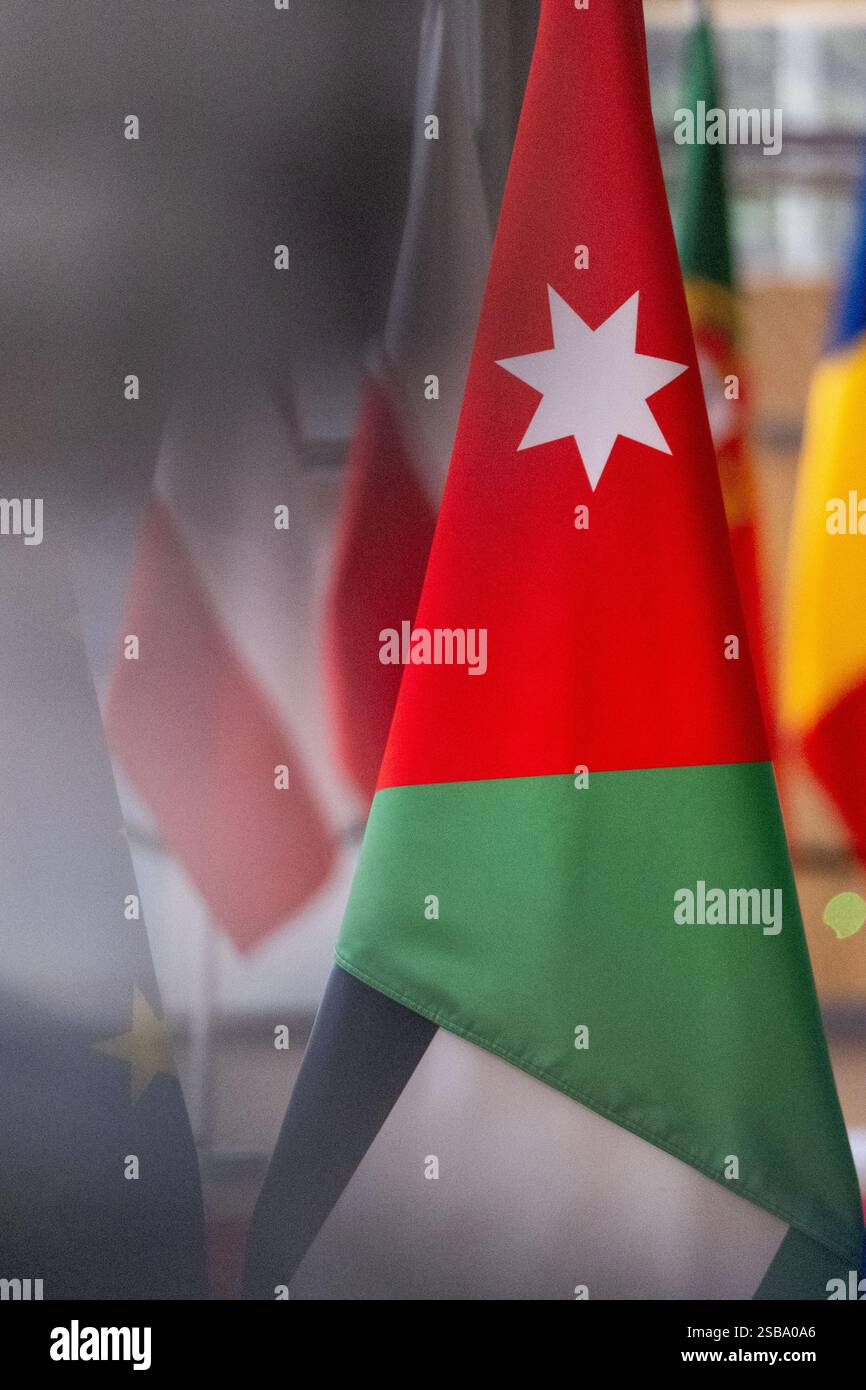 Flag in the Europa building with the lantern during the meeting between ...