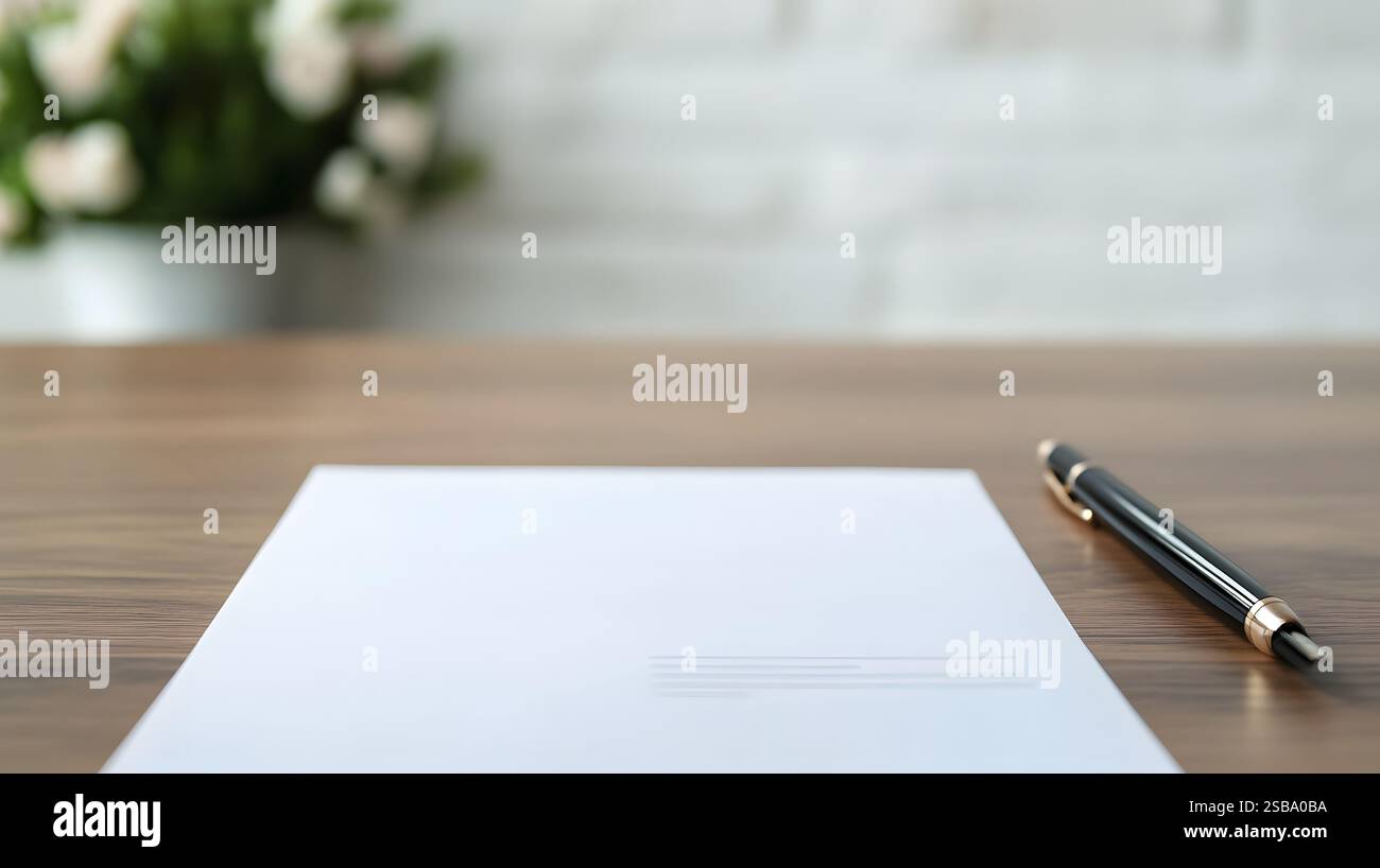 Minimalist Desk Setup with Professional Resume Document and Pen for ...