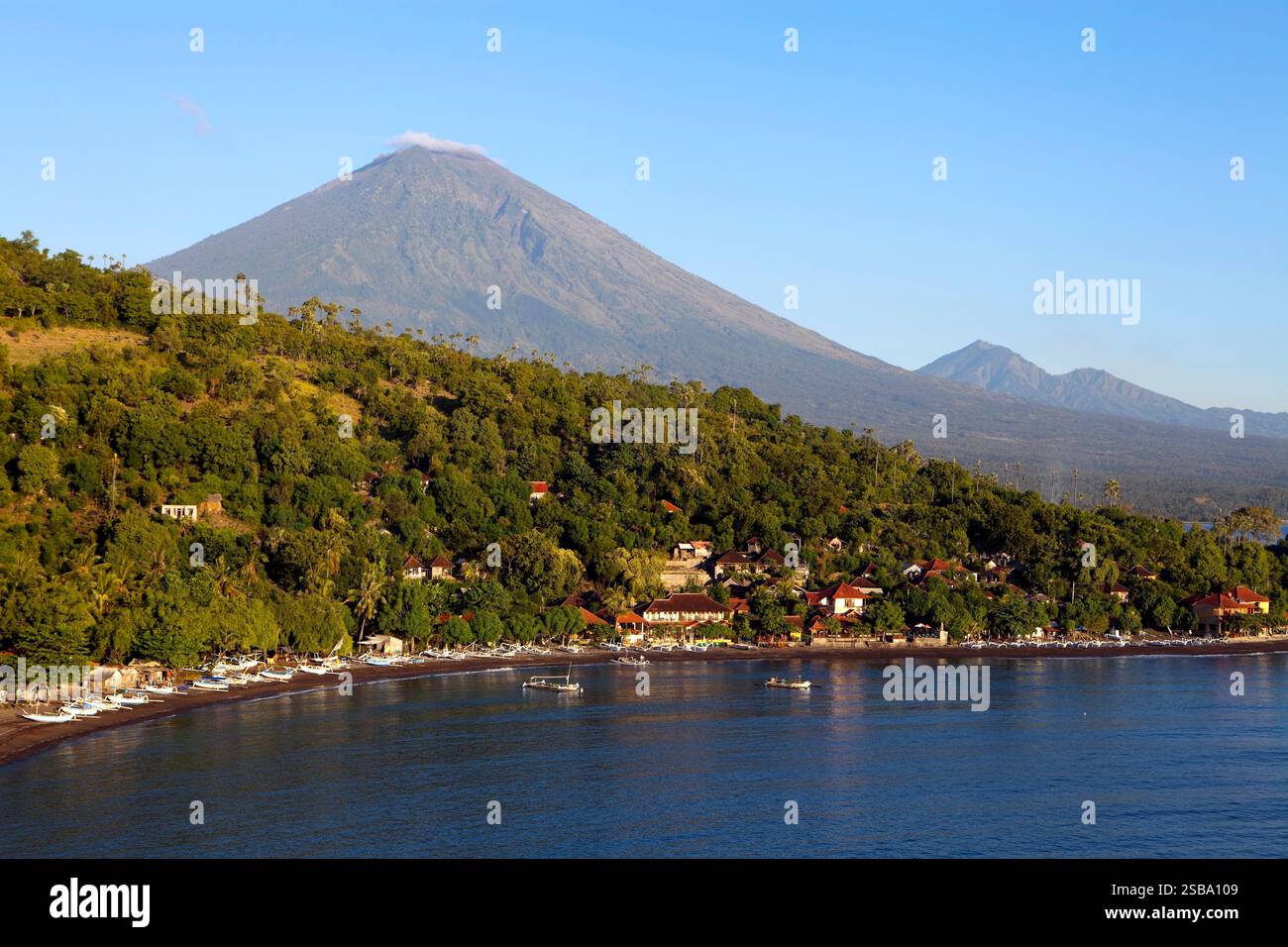 View of Amed Beach and Jemeluk Bay a coastal village that offers ...
