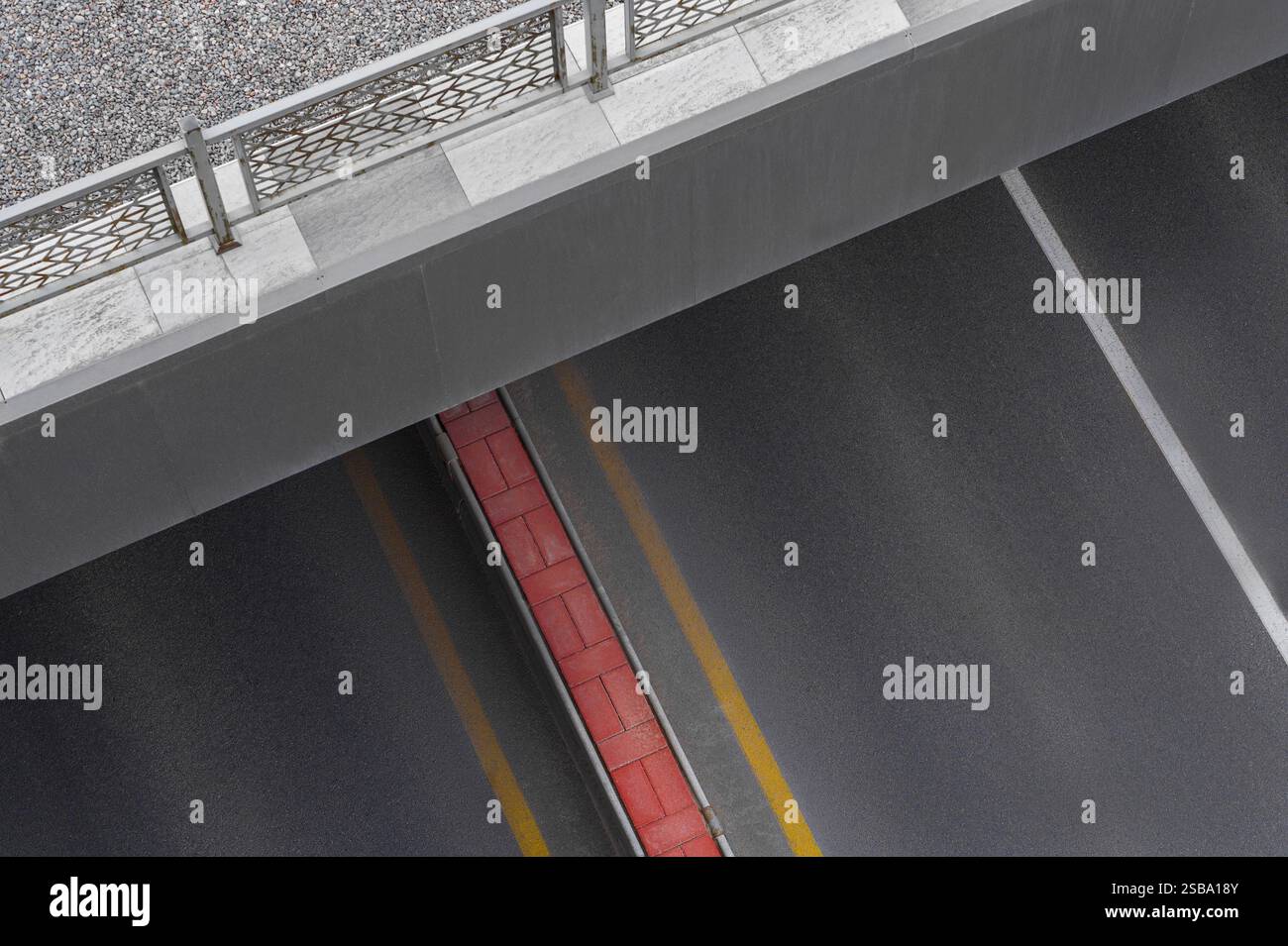 Multi-level transport interchange with bridge and underground sections ...